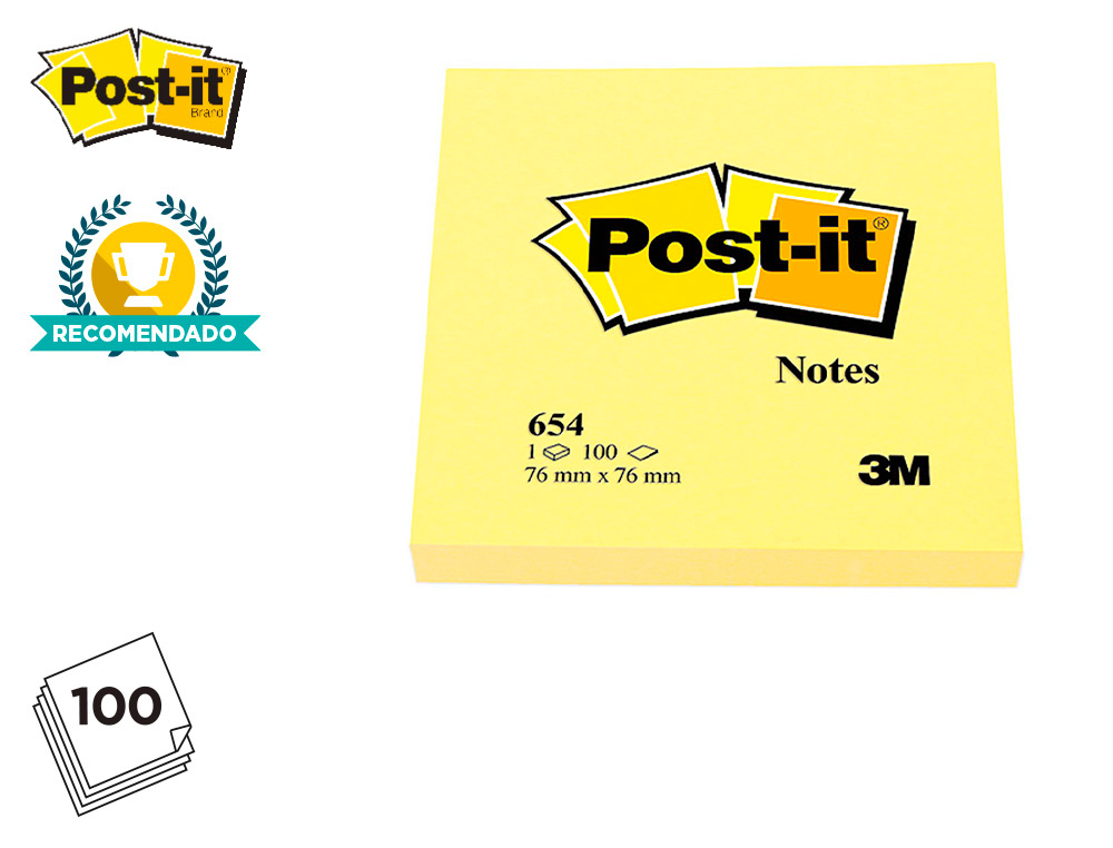 Papelería Carlin Bloc De Notas Adhesivas Quita Y Pon Post It 76x76 Mm