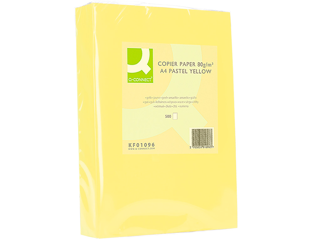 Papelería Carlin Papel Color Q Connect Din A4 80gr Amarillo Paquete